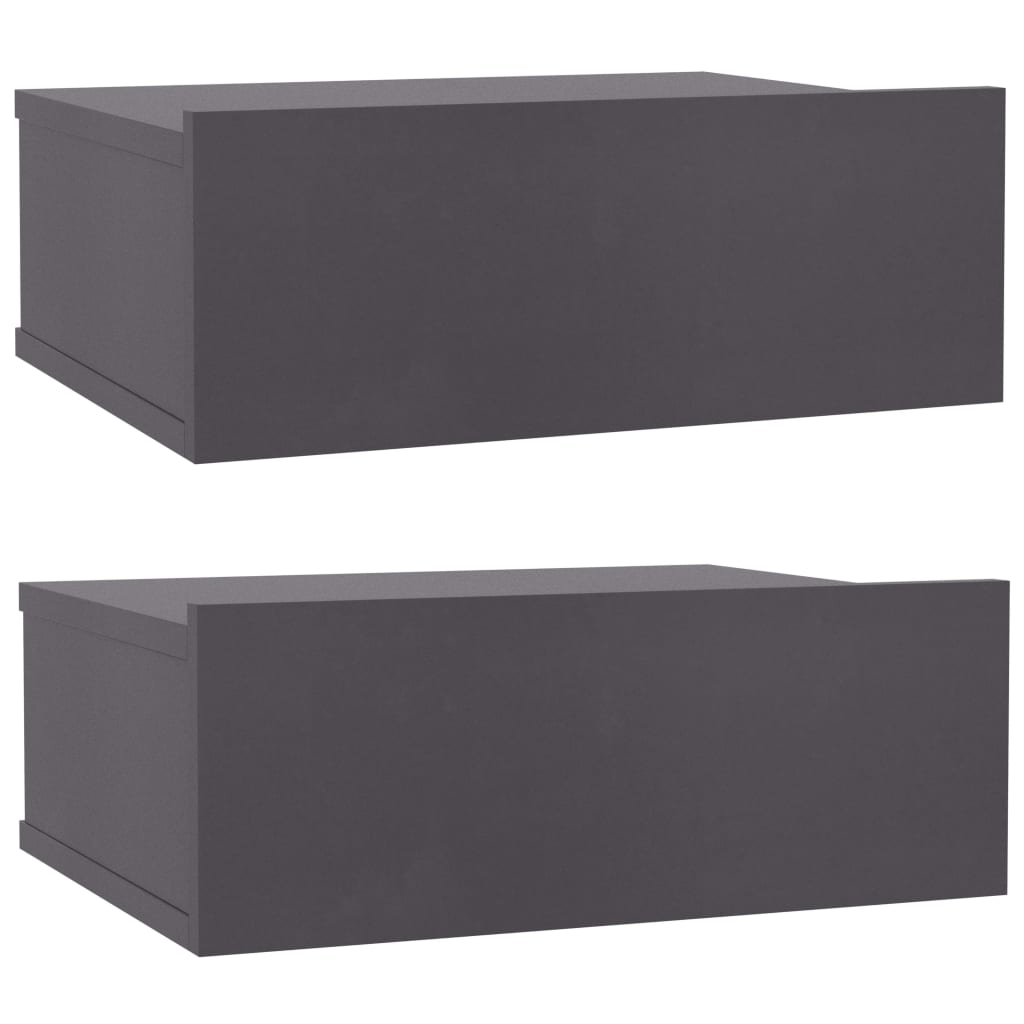 Floating Nightstands 2 pcs Grey 40x30x15 cm