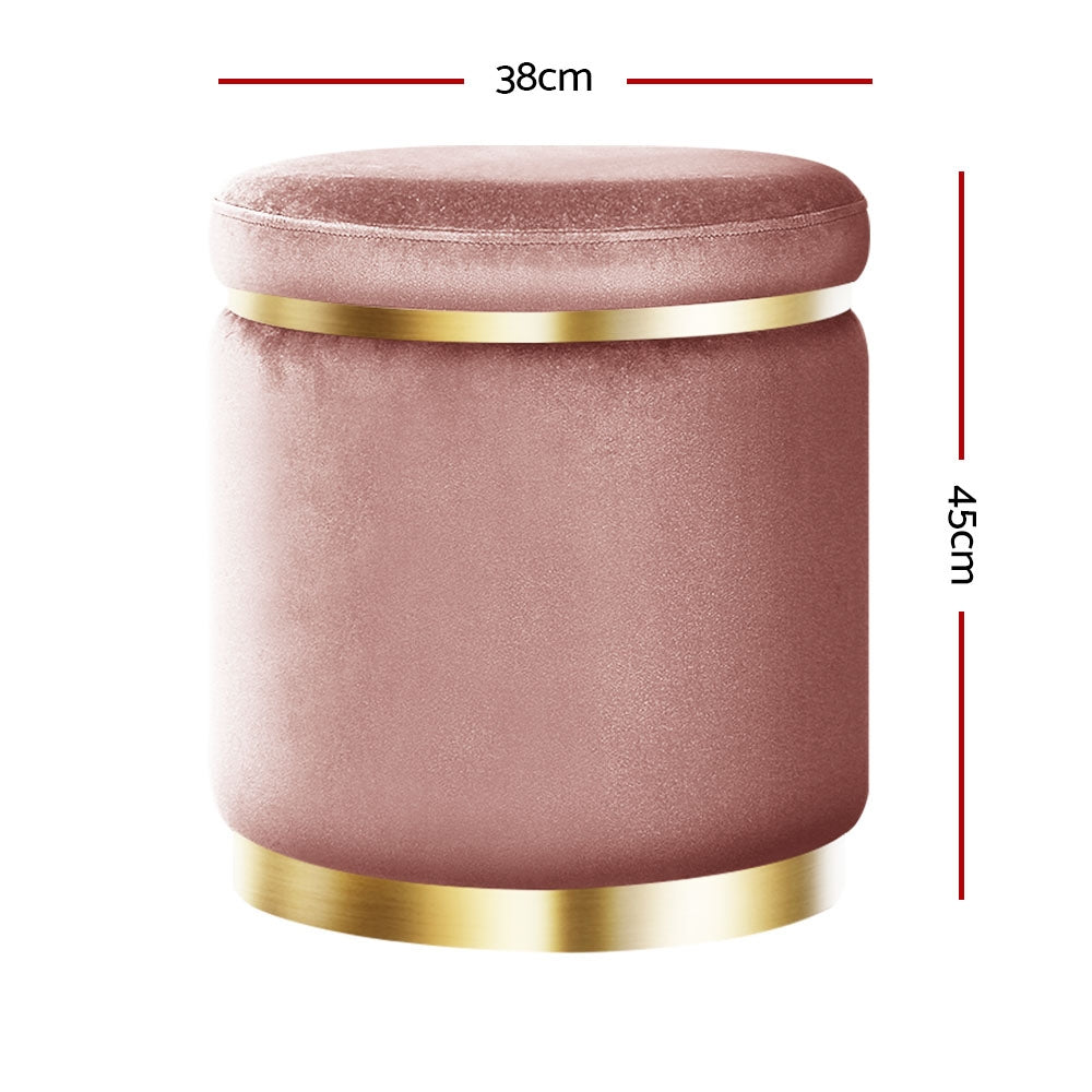 Round Velvet Foot Stool Ottoman Foot Rest Pouffe Padded Seat Pouf Bedr