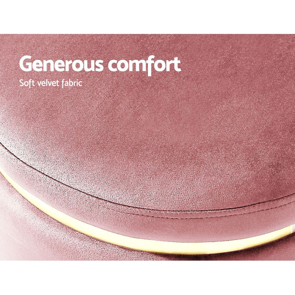 Round Velvet Foot Stool Ottoman Foot Rest Pouffe Padded Seat Pouf Bedr