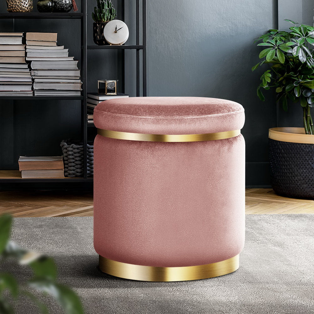 Round Velvet Foot Stool Ottoman Foot Rest Pouffe Padded Seat Pouf Bedr